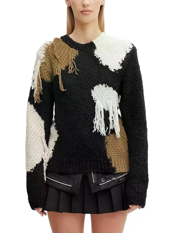 Andersson Bell Patchwork Knit Sweater - Black