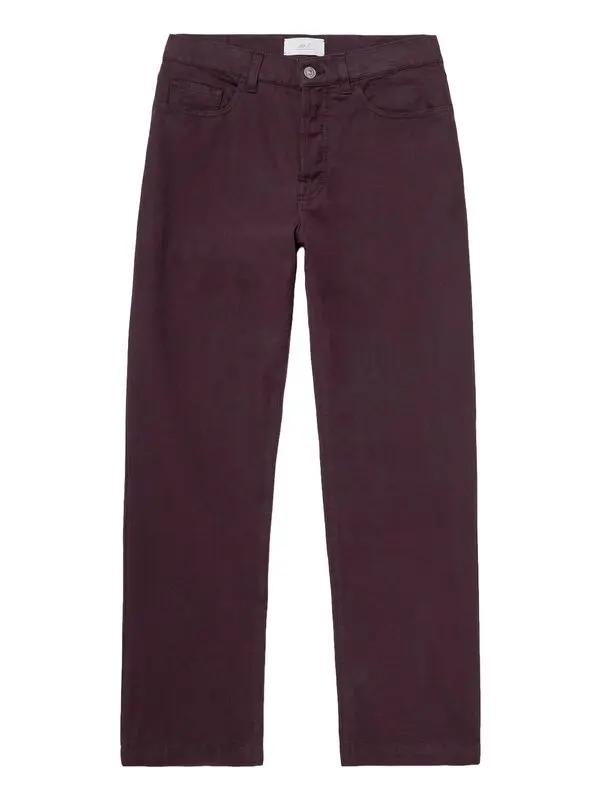 Mr P. Edward Straight-leg Organic Cotton-canvas Trousers - Purple