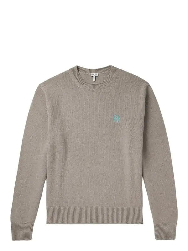 Loewe Anagram Logo-embroidered Wool Sweater - Gray