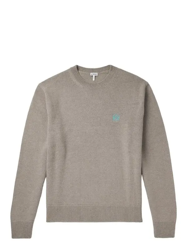 Loewe Anagram Logo-embroidered Wool Sweater - Gray