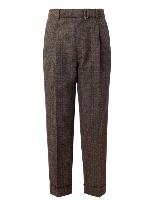 Officine Générale Hugo Straight-leg Belted Wool Suit Trousers - Brown