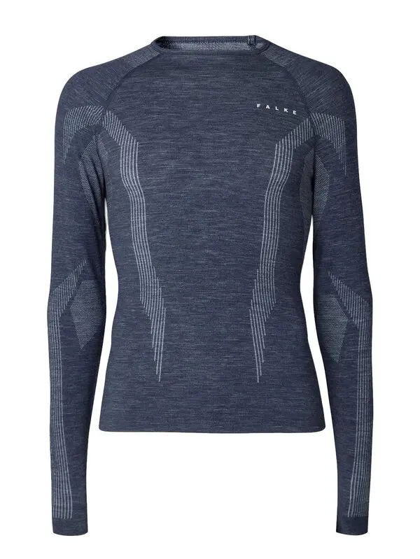 Falke Printed Virgin Wool-blend Ski Base Layer - Blue