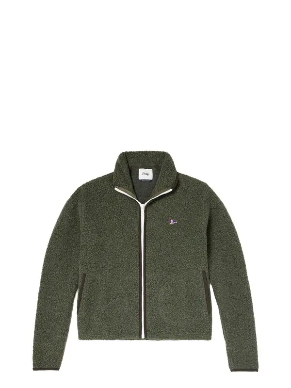 DRAKE'S Logo-embroidered Wool-blend Fleece Jacket - Green