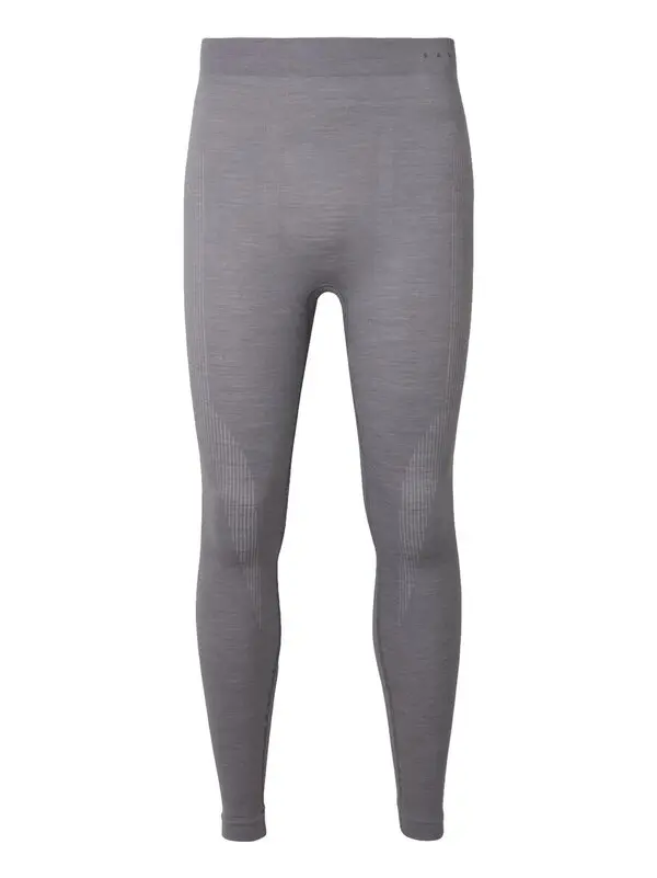 Falke Printed Virgin Wool-blend Ski Tights - Gray