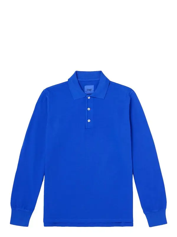DRAKE'S Him Cotton-piqué Polo Shirt - Blue