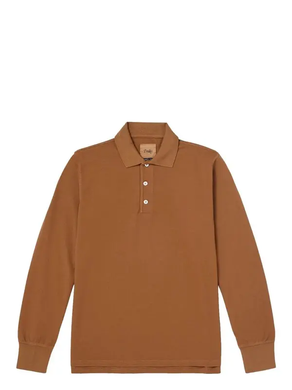 DRAKE'S Him Cotton-piqué Polo Shirt - Brown
