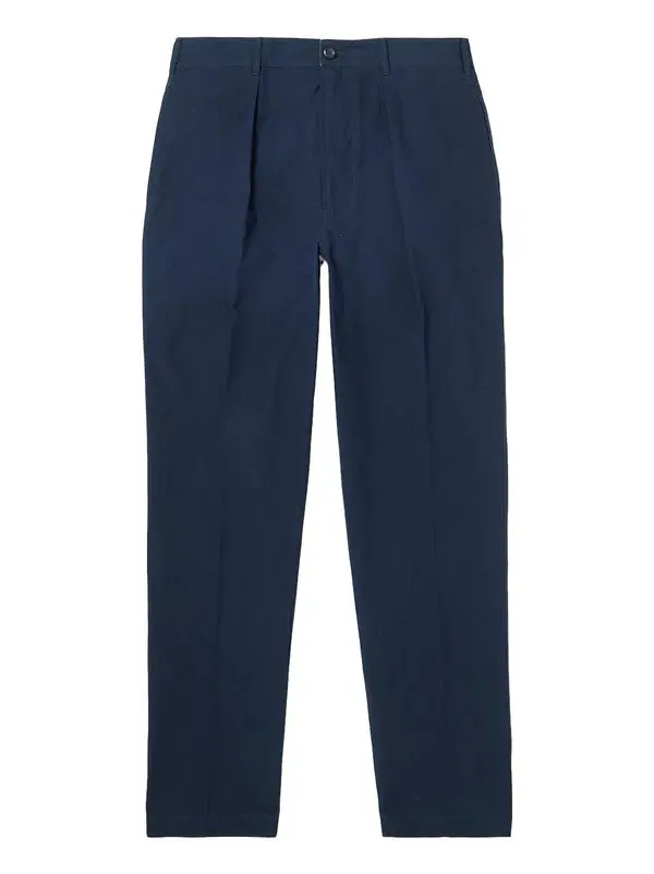 DRAKE'S Tapered Cotton-ripstop Trousers - Blue