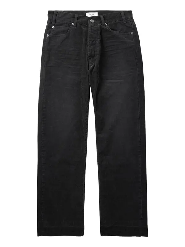 Celine Homme Straight-leg Cotton-corduroy Trousers - Black