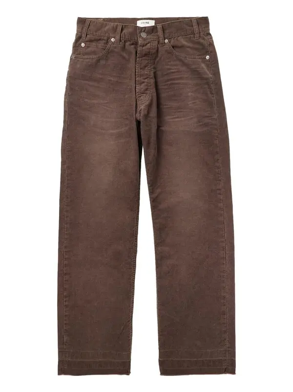 Celine Homme Straight-leg Cotton-corduroy Trousers - Brown