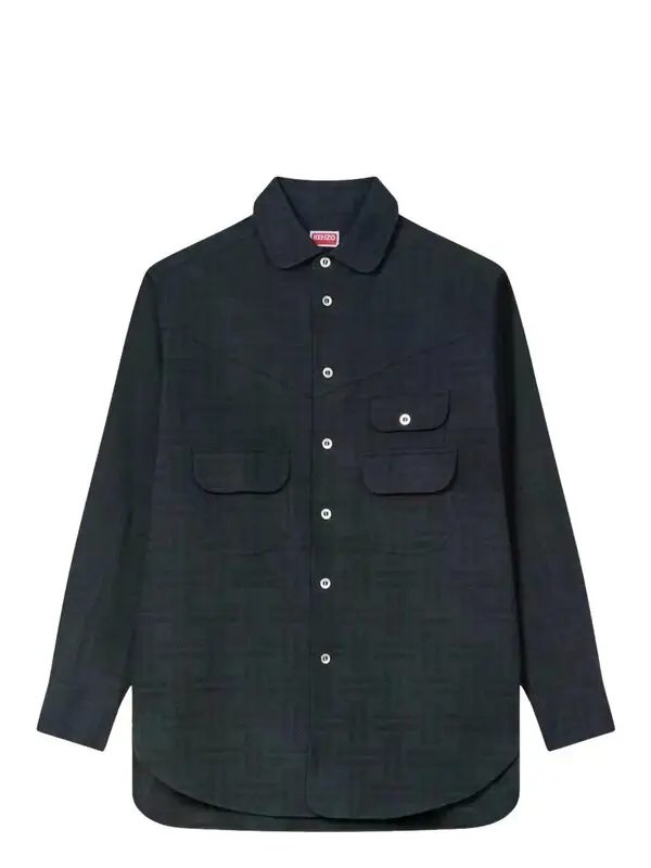 Kenzo Chest-pockets Patterned Shirt Jacket - Black