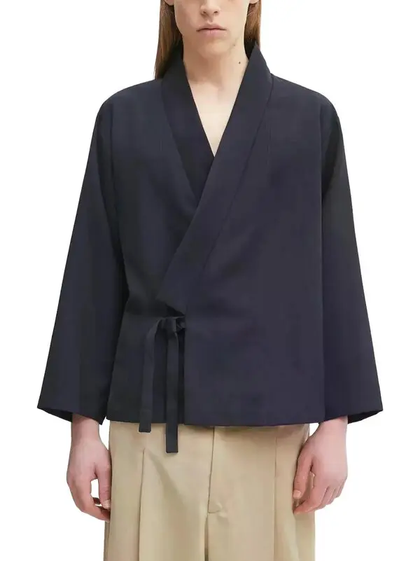 Kenzo Tie-waist Jacket With Floral Detail - Blue