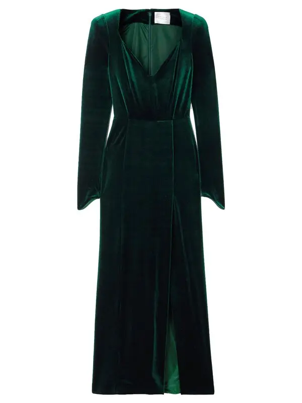 Galvan Stretch-velvet Gown - Green