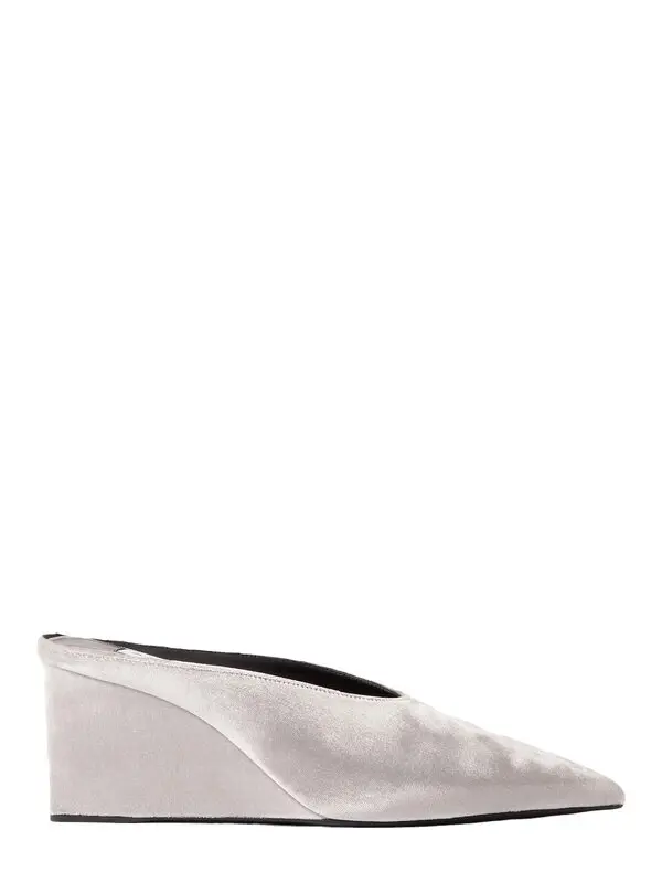 Alaïa 75 Velvet Wedge Mules - Gray