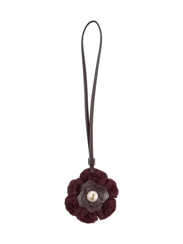 JIMMY CHOO Knitted Flower Charm - Deep Merlot