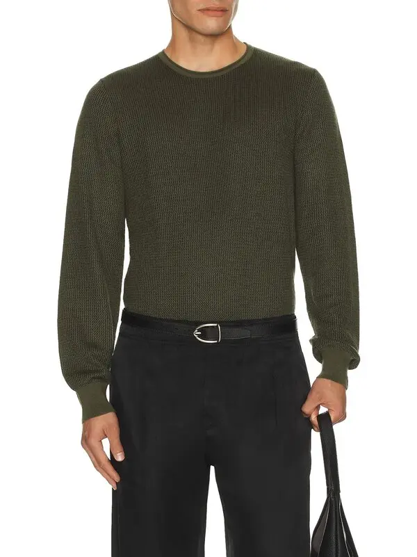 Rag & Bone Gregory Merino Crewneck Sweater - Dark Green