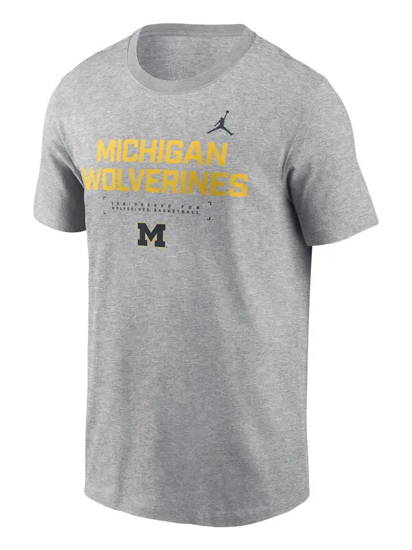 JORDAN Michigan Courtside Basketball Brand Dri-fit College T-shirt - Grey