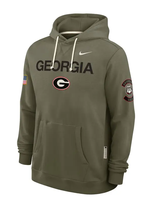Nike Georgia 2025 Military Appreciation Dri-fit College Pullover Hoodie - Green