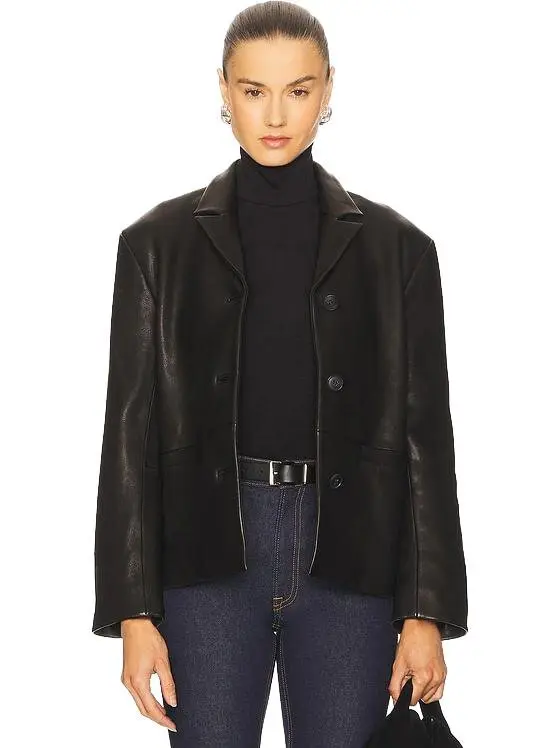 GRLFRND Marlo Leather Blazer - Black