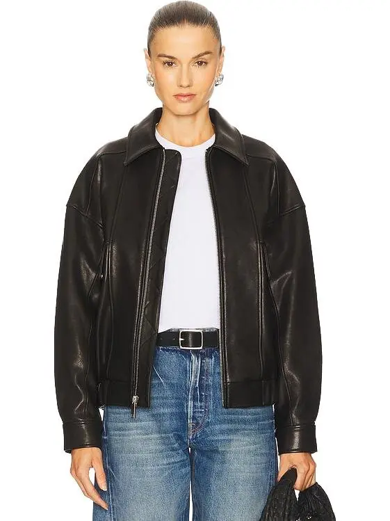 GRLFRND Wren Leather Bomber - Black
