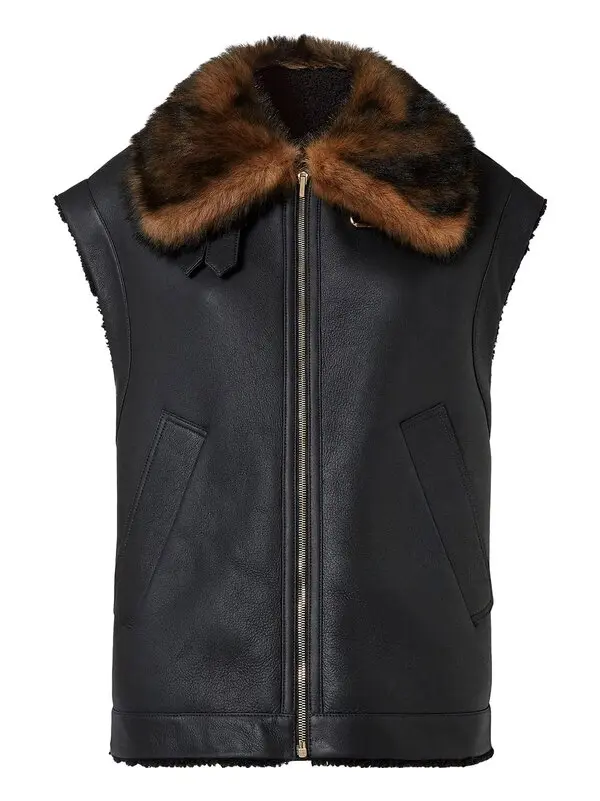 Fendi Sleeveless Sheepskin Jacket - Black