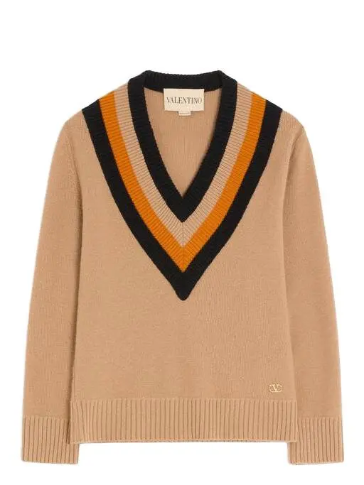 Valentino Garavani Wool Jumper - Camel/black