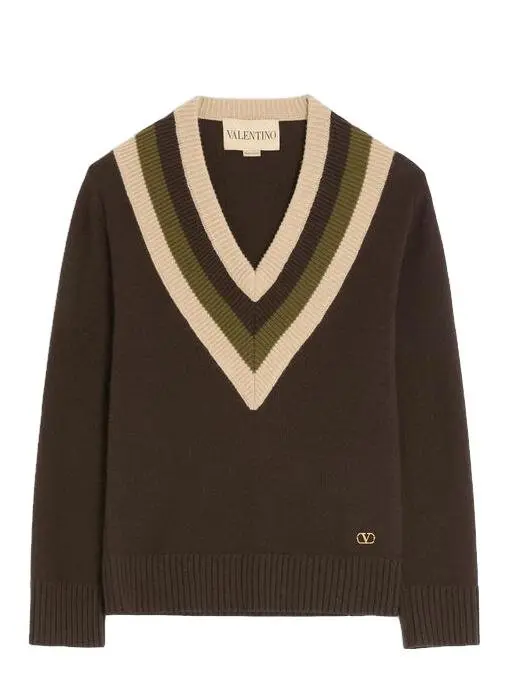 Valentino Garavani Wool Jumper - Dark Fudge/beige