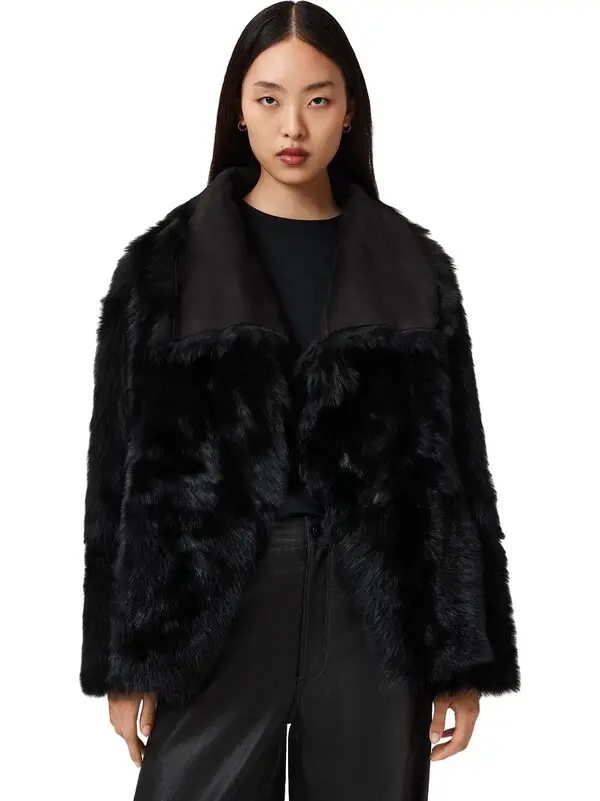 ALLSAINTS Wilton Reversible Shearling Jacket - Black