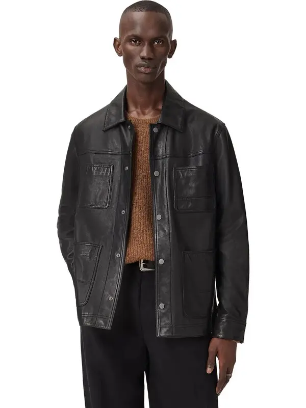 ALLSAINTS Saxon Leather Jacket - Black