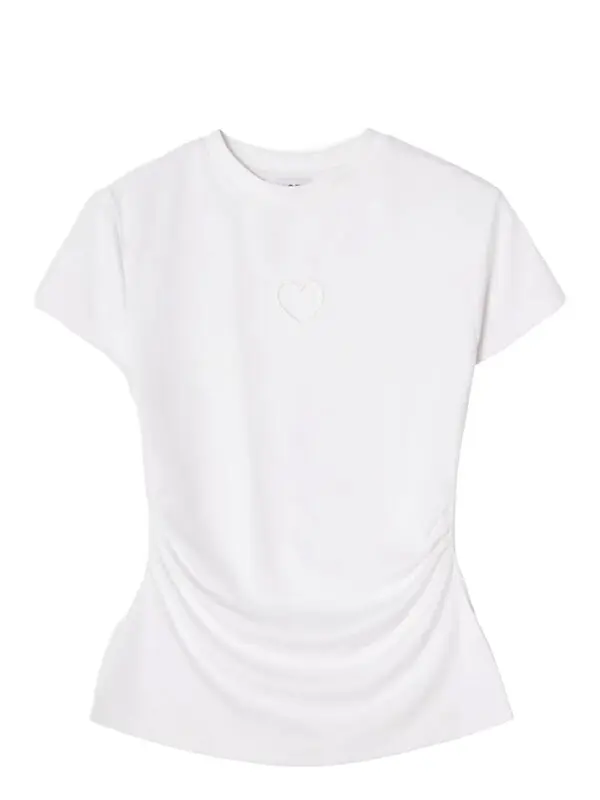 CLOEYS Fitted T-shirt With Heart Detail - White