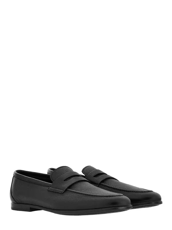 Canali Deerskin Penny Loafer - Black