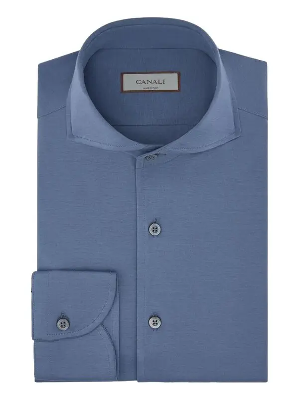 Canali Regular-fit Shirt In Light Cotton Jersey - Blue