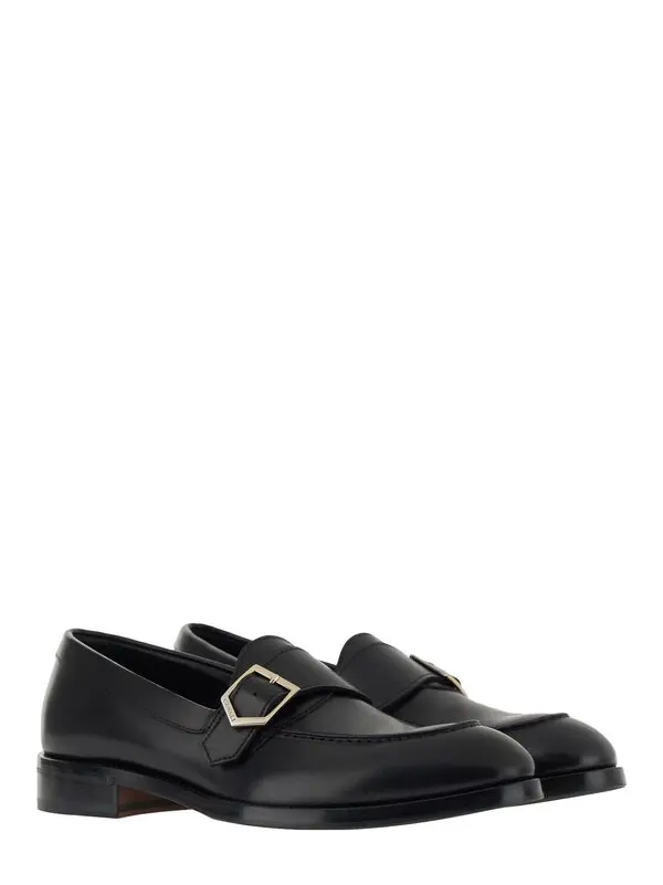 Canali Buffed Calfskin Loafers - Black