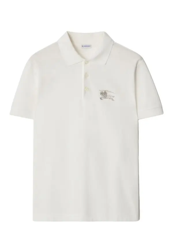 Burberry Metallic Ekd Cotton Polo Shirt - Chalk White