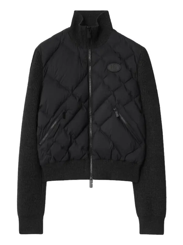 Burberry Check-stitch Nylon And Wool Jacket - Black