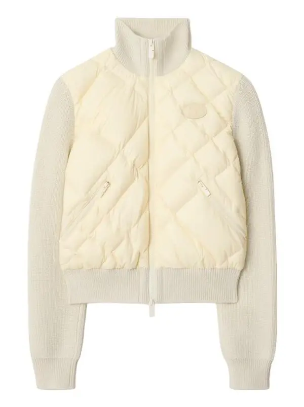 Burberry Check-stitch Nylon And Wool Jacket - Ceramic White