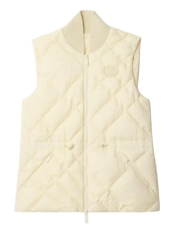 Burberry Check-stitch Nylon Devonside Gilet - Ceramic White