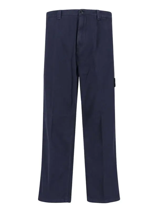 Stone Island Cotton Logo Pants - Blue