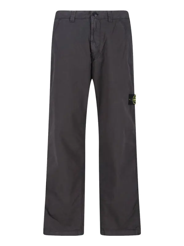 Stone Island Cotton Logo Pants - Gray