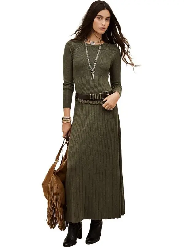 Ba&sh Elise Knitted Maxi Dress - Green