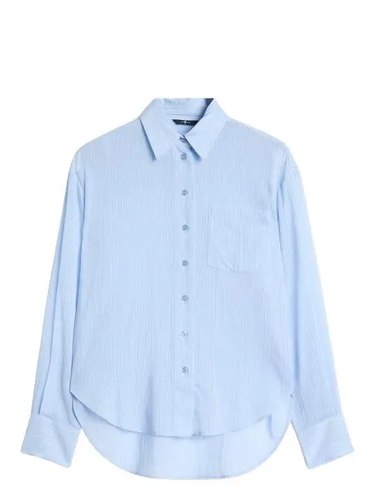 7 For All Mankind Oversize Button Down Shirt - Blue