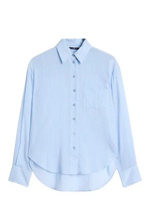 7 For All Mankind Oversize Button Down Shirt - Blue