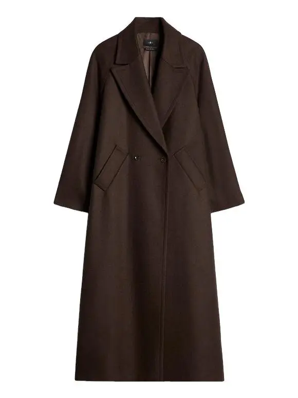 7 For All Mankind Wool-cashmere Double-breasted Coat - Brown
