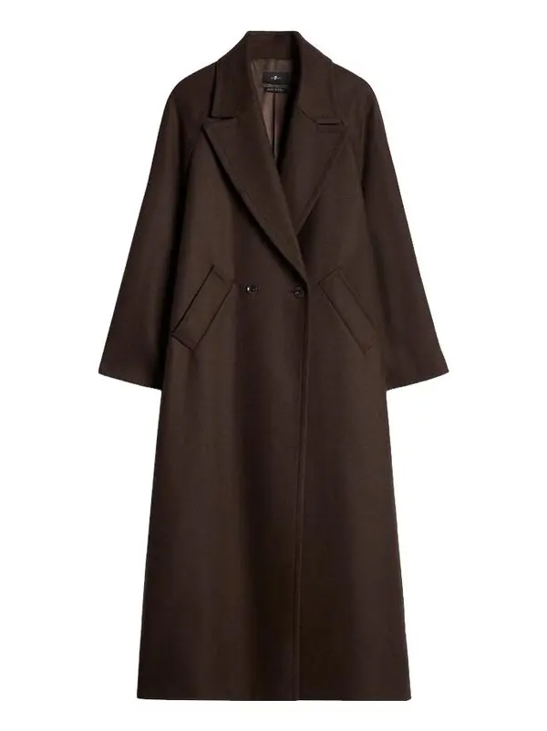 7 For All Mankind Wool-cashmere Double-breasted Coat - Brown