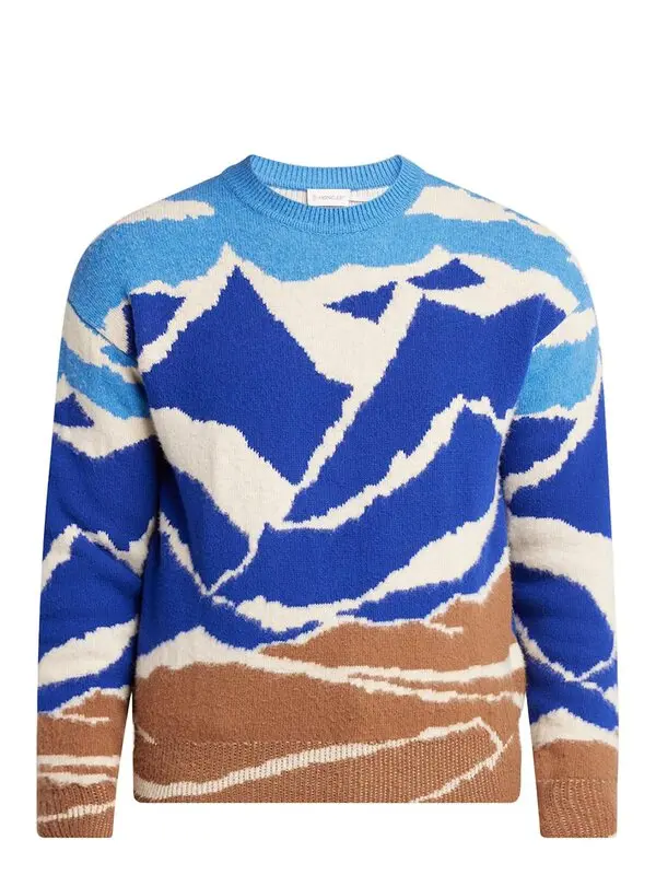 Moncler Landscape-print Crewneck Sweater - Blupat