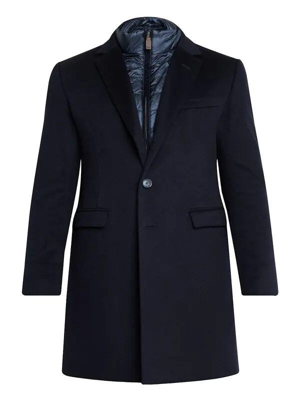 Herno Cashmere Top Coat With Padded Bib - Black