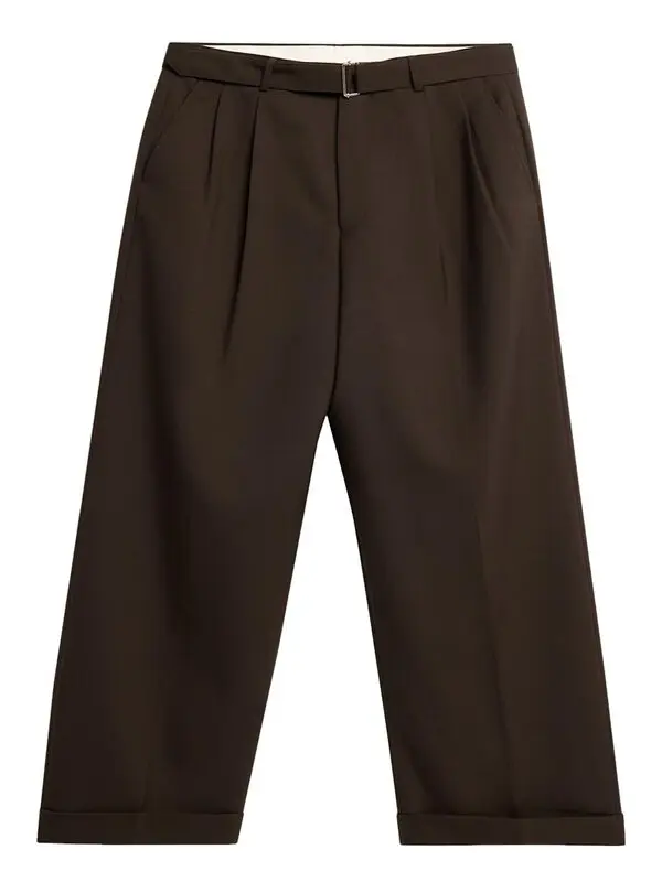 Officine Générale Wool 'evans' Pleated Trousers - Dark Coffee