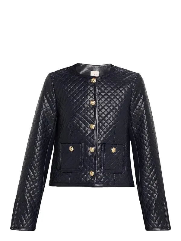 Cinq À Sept Quilted Vegan Leather Jacket - Navy
