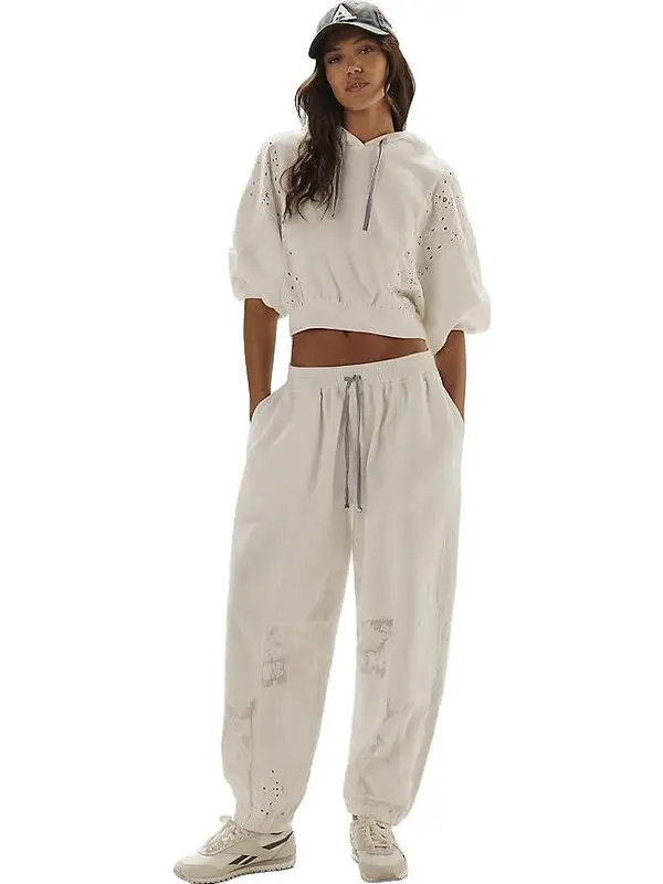 Anthropologie Rhythmic Lace Mesh Sweatpants - White