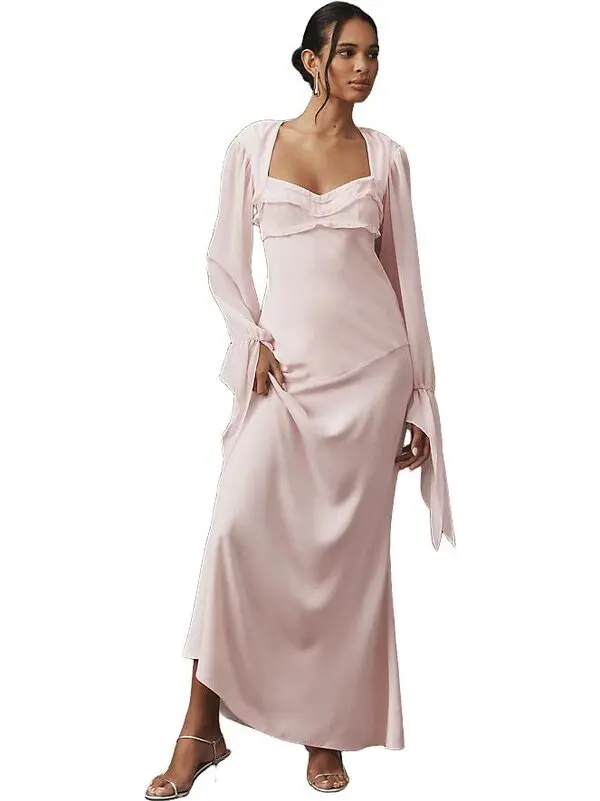 MARE MARE Long-sleeve Square-neck Maxi Dress - Light Pink