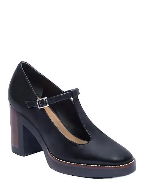 Bernardo Noto T-strap Mary Jane Heels - Black